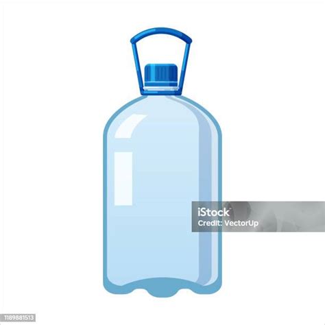 플라스틱 물 병 아이콘 빈 액체 컨테이너 음료 음료 미네랄 워터를 마시는 나사 캡 모의 템플릿 흰색 배경에 격리 된 벡터 만화 스타일 그림 3차원 형태에 대한 스톡 벡터