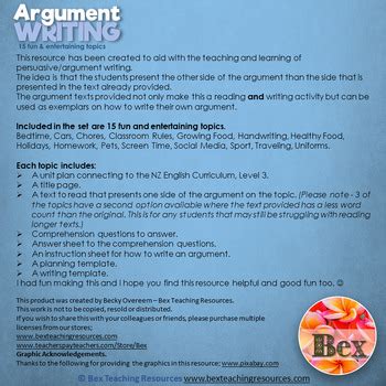 Argument Writing By Bex TPT