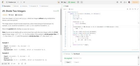 Resolved Divide Two Integers Problem On Leetcode Kalai Arasan Posted On The Topic Linkedin