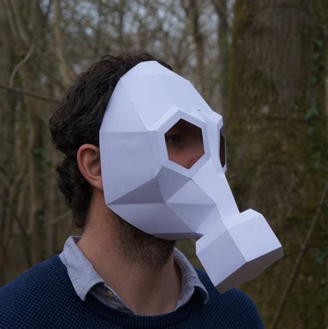 Gas Mask Papercraft Mask Template 3d Low Poly Paper Mask Etsy
