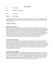 Self Evaluation Memo MEMO TO FROM DATE SUBJECT Professor Kelly Grant Presentation Self