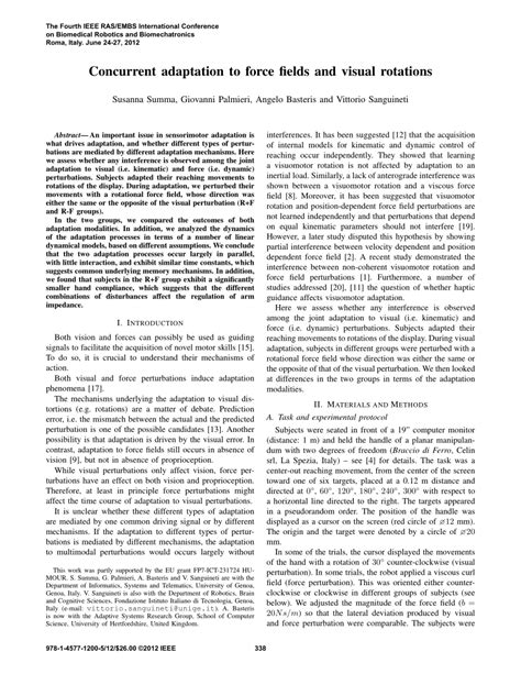 Pdf Concurrent Adaptation To Force Fields And Visual Rotations