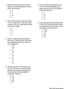 Probability Word Problems Quiz By The Learning Shop Resources TPT