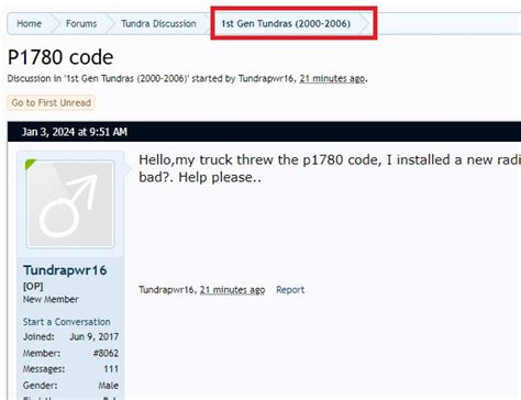 P1780 Code Toyota Tundra Forum