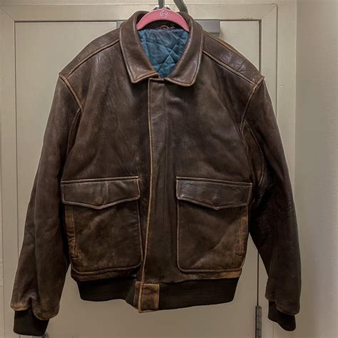 Androgynous Oversized Vintage Brown Leather Jacket Depop