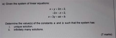 solved a ﻿given the system of linear