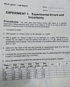 Solved 1 Complete The Table 2 Plot A Graph Versus T Plot Chegg Com