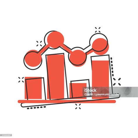 만화 스타일의 차트 그래프 아이콘입니다 화살표는 흰색 고립 된 배경에 만화 벡터 그림을 성장 분석 스플래시 효과 비즈니스 개념입니다 성공에 대한 스톡 벡터 아트 및 기타