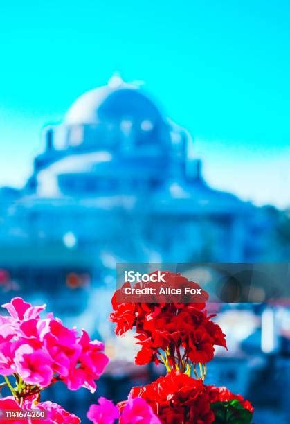 흐리게 아랍어 모스크 배경입니다 데 집중 무슬림 건축 기념비 푸른 하늘과 꽃 이스탄불 여행 개념입니다 건물 외관에 대한 스톡 사진 및 기타 이미지 Istock