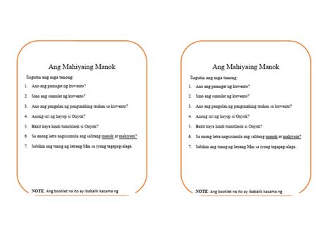 Ang Mahiyaing Manok Tanong Pdf