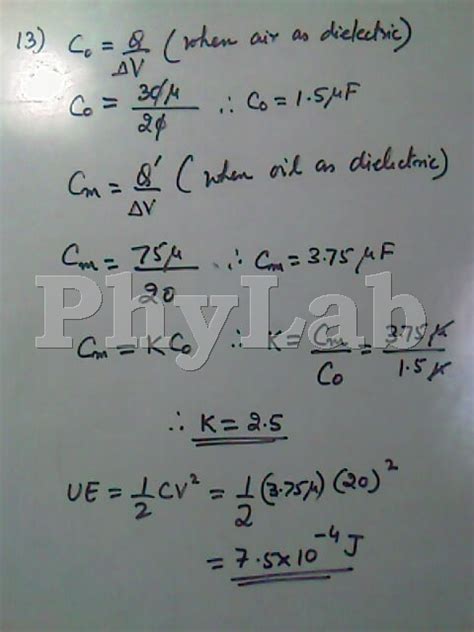 Phylab Educate Solution Of Numericals From Capacitance 01 15
