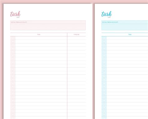 Task List Task Tracker Printable Planner Instant Download Life Planner Productivity