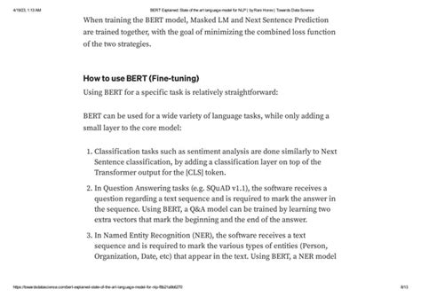 Bert Explained State Of The Art Language Model For Nlppdf