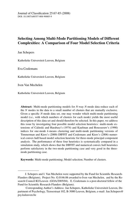 Pdf Selecting Among Multi Mode Partitioning Models Of Different