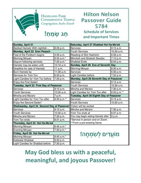 Passover Highland Park Conservative Temple Highland Park