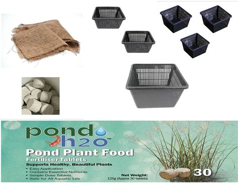 Large Mesh Pond Plant Basket Kit With Plant Food And Hessian Squares