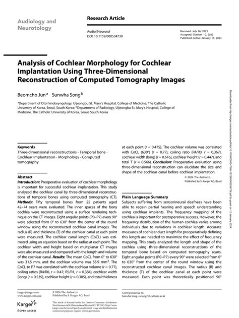Pdf Analysis Of Cochlear Morphology For Cochlear Implantation Using Three Dimensional