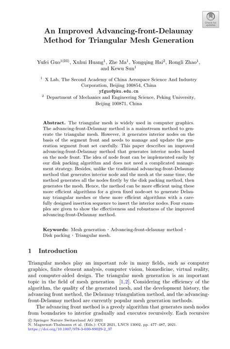 Pdf An Improved Advancing Front Delaunay Method For Triangular Mesh