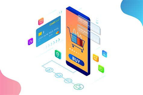 온라인 쇼핑 판매 소비주의 및 온라인 상점 아이소메트릭 스마트 스마트 폰 온라인 쇼핑 템플릿 모바일 마케팅 및 전자 상거래 벡터