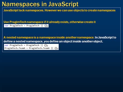 Sql Server Net And C Video Tutorial Namespaces In Javascript