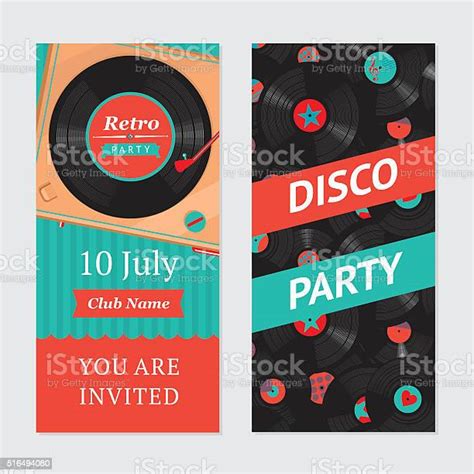복고풍 파티라는 배경기술 초대 템플릿 밤 하루 시간대에 대한 스톡 벡터 아트 및 기타 이미지 밤 하루 시간대 벡터 예술 문화 및 엔터테인먼트 Istock