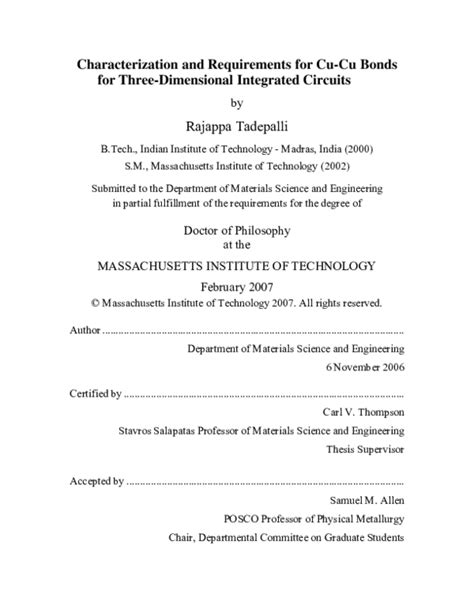 Pdf Characterization And Requirements For Cu Cu Bonds For Three Dimensional Integrated Circuits