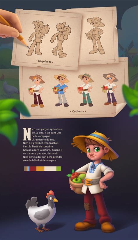 Nico Farmer Boy Game Character Design Cartoon Character Design