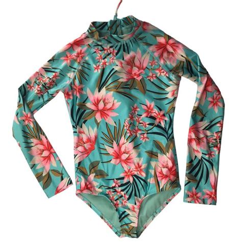 Billabong Swim Billabong One Piece Rash Guard Swimsuit Upf Sun Protection Size Girls M 87