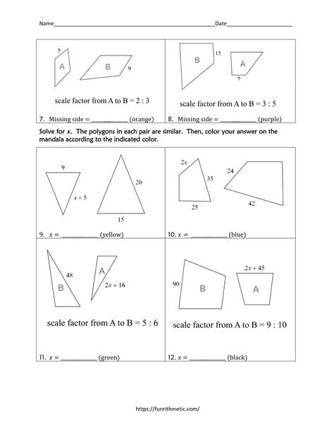 Similar Polygons Color By Number Worksheets Library