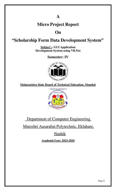Gad Microproject A Micro Project Report On “scholarship Form Data