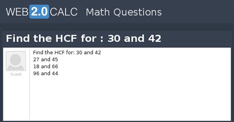 View Question Find The HCF For 30 And 42