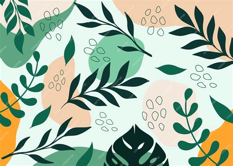Premium Vector Hand Drawn Abstract Botanical Background With Leaves