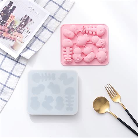 뚜껑 보완 식품 치즈 젤리 초콜릿 곰팡이 파란색와 2 개 만화 실리콘 얼음 상자