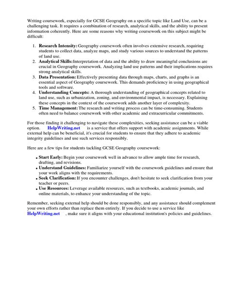 Gcse Geography Coursework Land Use Pdf Geography