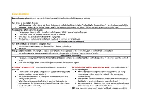 Lecture Exclusion Clauses Exclusion Clauses Exemption Clause Is An