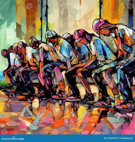 Sporty People Bend Their Knees Hand Drawn And Artistic Stock