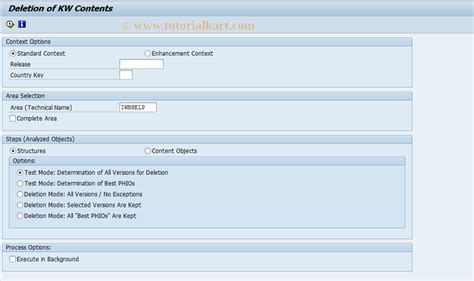 KW IO DEL SAP Tcode Deletion Of KW Contents