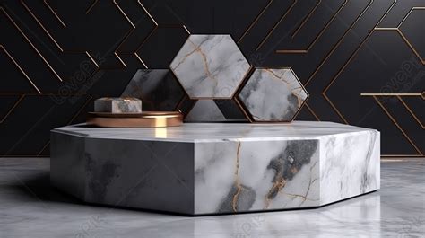 벌집 배경의 3d 기하학적 디자인 대리석 연단 프리미엄 제품 디스플레이 플랫폼 연단 배경 대리 배경 디스플레이 디자인 배경 이미지 Hd 연단 대리 디스플레이