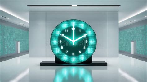 Conceptual Digital Clock With Glowing Binary Code Symbolizing Ai