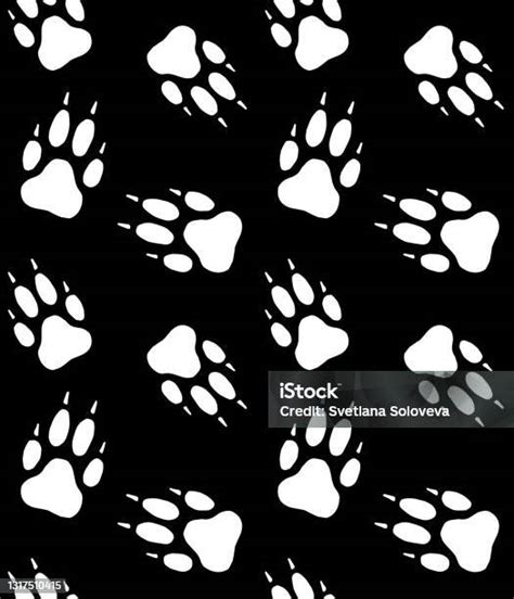 화이트 핸드 그린 개 늑대 발 발자국 단계의 벡터 원활한 패턴 갈고리 발톱에 대한 스톡 벡터 아트 및 기타 이미지 갈고리