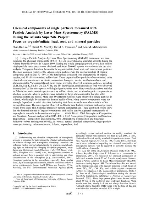Pdf Chemical Components Of Single Particles Measured With Particle