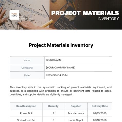 Free Project Materials Inventory Template To Edit Online
