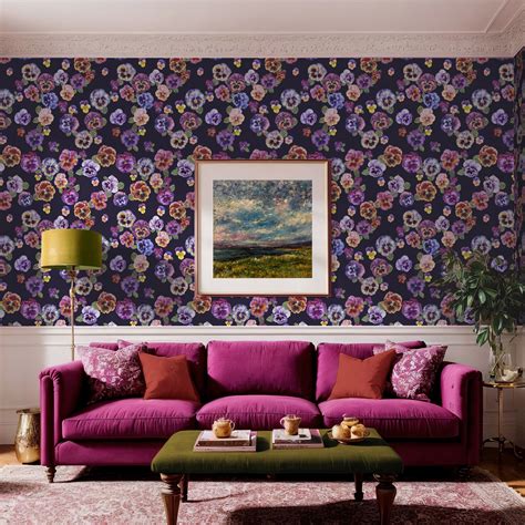 【a4サンプル】victoria Sanders Design Plethora Of Pansies Violet 輸入壁紙専門店 Walpa Walpa Jp