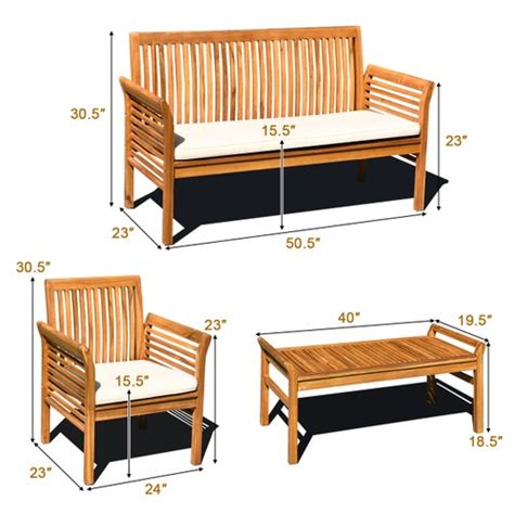 Costway 8 Pcs Outdoor Acacia Wood Sofa Furniture Set Cushioned Chair