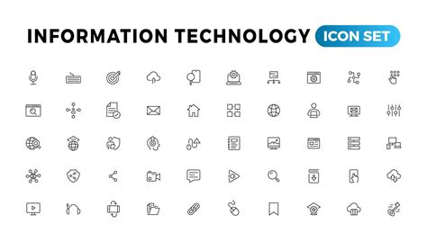 Information Technology Line Icons Collection Big Ui Icon Set In A Flat Design Thin Outline