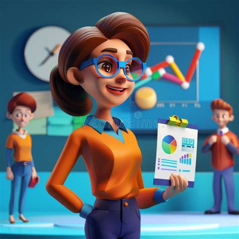 Animated Businesswoman Presenting Financial Data With Charts In Office Meeting Stock