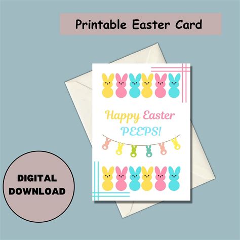 Happy Easter Peeps Printable Easter Cards Featsy Online Flea And Craft Marketplace