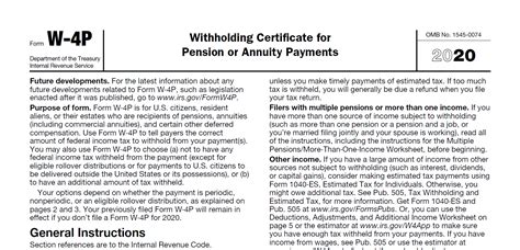 Form W 4p Withholding Certificate For Pension Or Annuity Payments