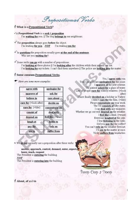 Prepositional Verbs ESL Worksheet By Anabelita