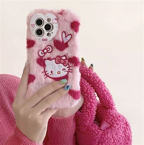 키티 하트 핑크 퍼 아이폰케이스 커플 폰케이스 귀여운 Y2k 케이스 아이폰14 손민수 핸드폰케이스 에이블리